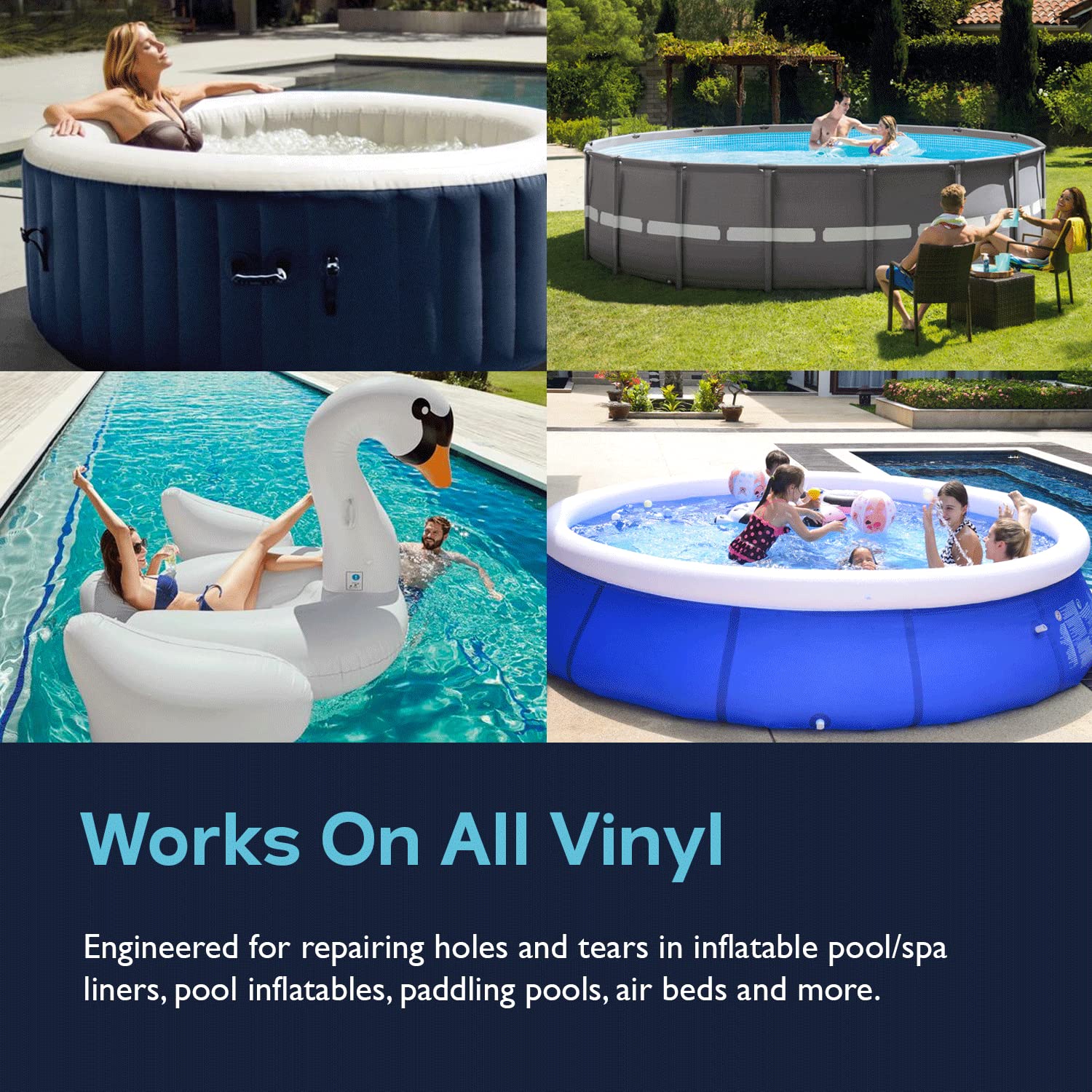Lupo 4 fl. oz. 15 Piece Heavy Duty Vinyl Repair Kit for Above Ground Swimming Pool Liners, Hot Tubs, Inflatables, Air Beds (Repair Patches, Glue and Application Tool)