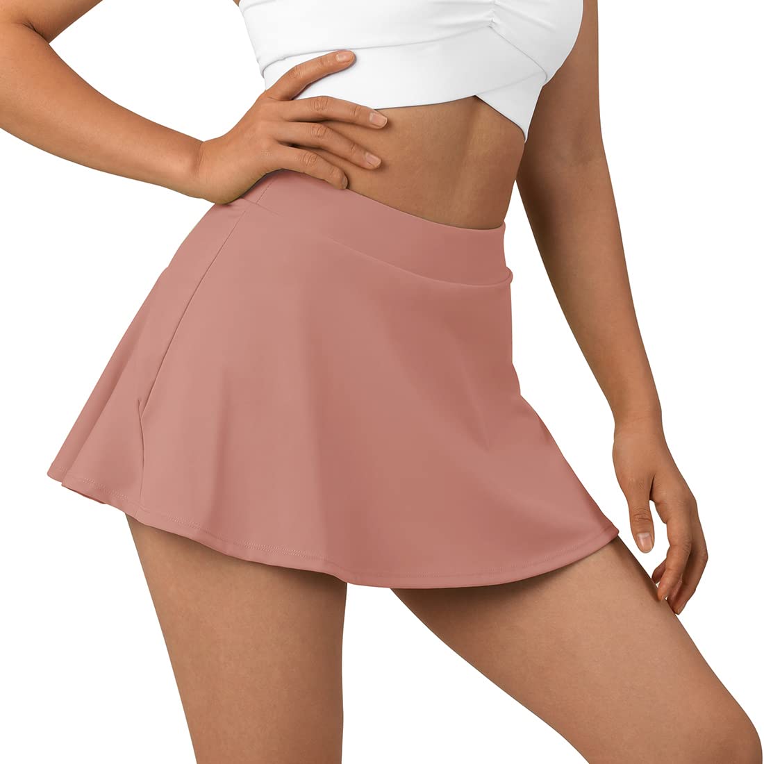 SUUKSESS Women Pleated Tennis Skirt with Pockets High Waisted Athletic Golf Skorts (Pink,S)