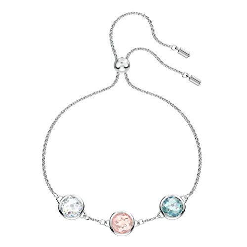SWAROVSKI Tahlia Bangle Bracelet with Round Clear, Blue and Pink Crystals on a Rhodium Plated Setting, with Bolo Style Closure