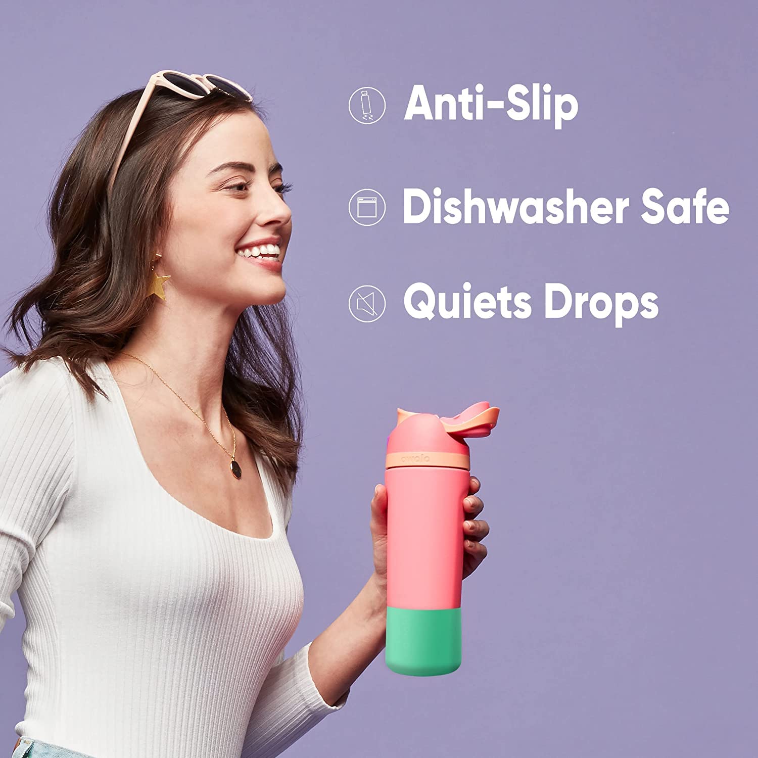 Owala Silicone Water Bottle Boot, Anti-Slip Protective Sleeve for Water Bottle, Protects FreeSip or Flip Stainless Steel Water Bottles, 24 Oz, Mint