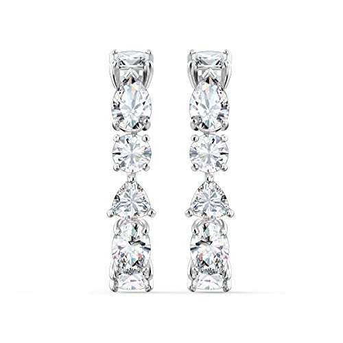 SWAROVSKI Tennis Deluxe Women's Cuff Stud Pierced Earrings with White Crystal in a Rhodium Plated Setting