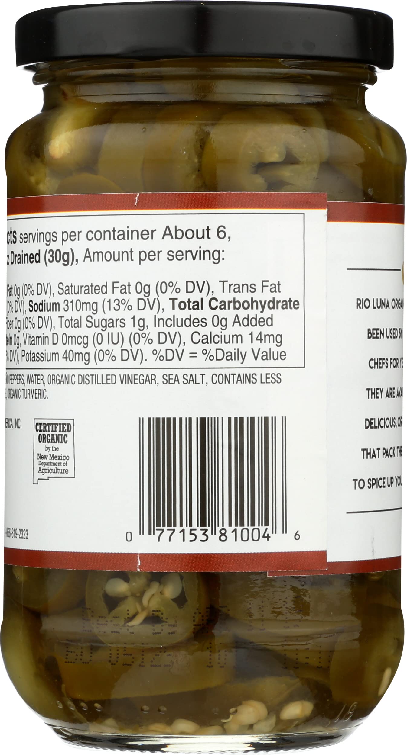RIO LUNA Organic Nacho Sliced Jalapenos, 12 OZ
