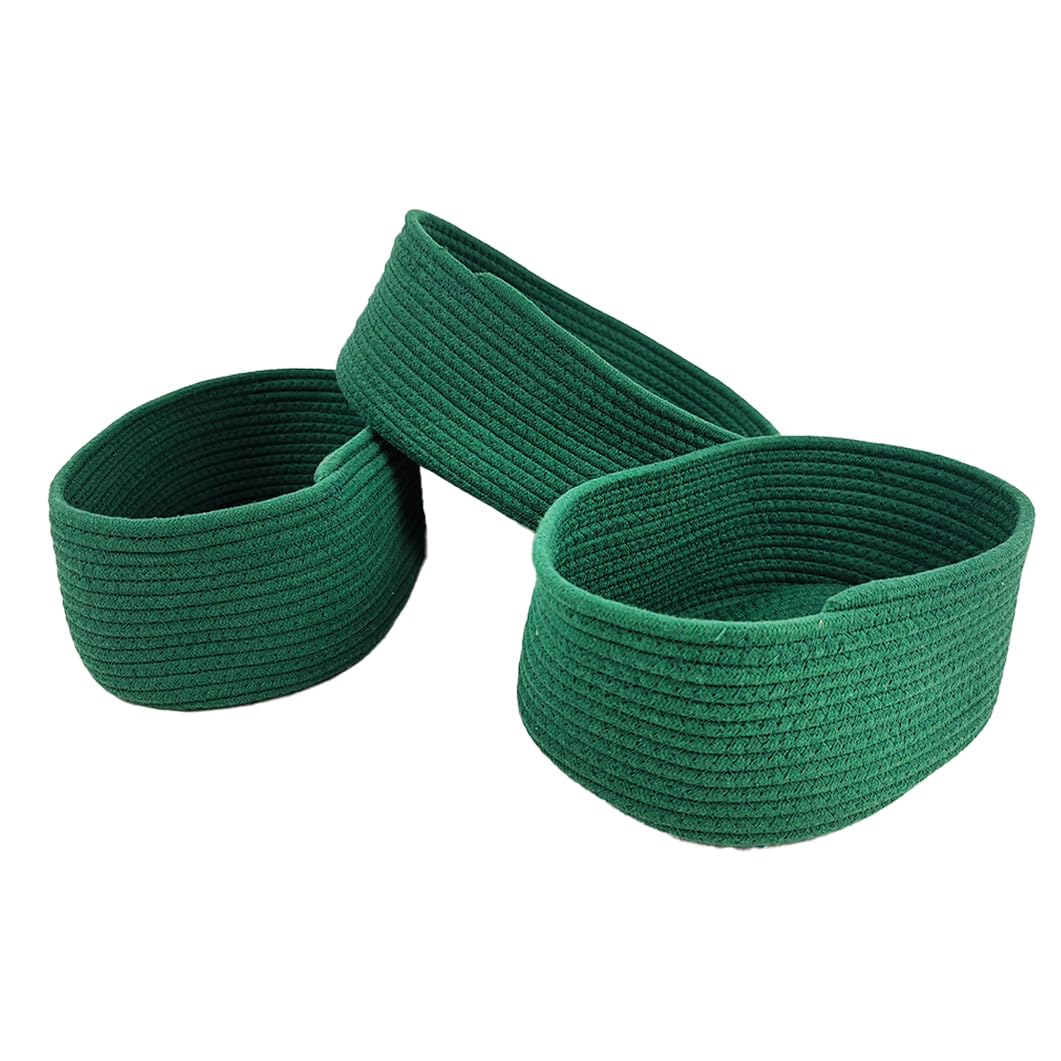 Storage Baskets, Basket Organizer And Shelf Basket, Toy Basket, Small Basket With Handle, Open Storage Box, Green 13x8.66x5.11 Inches(3PCS)