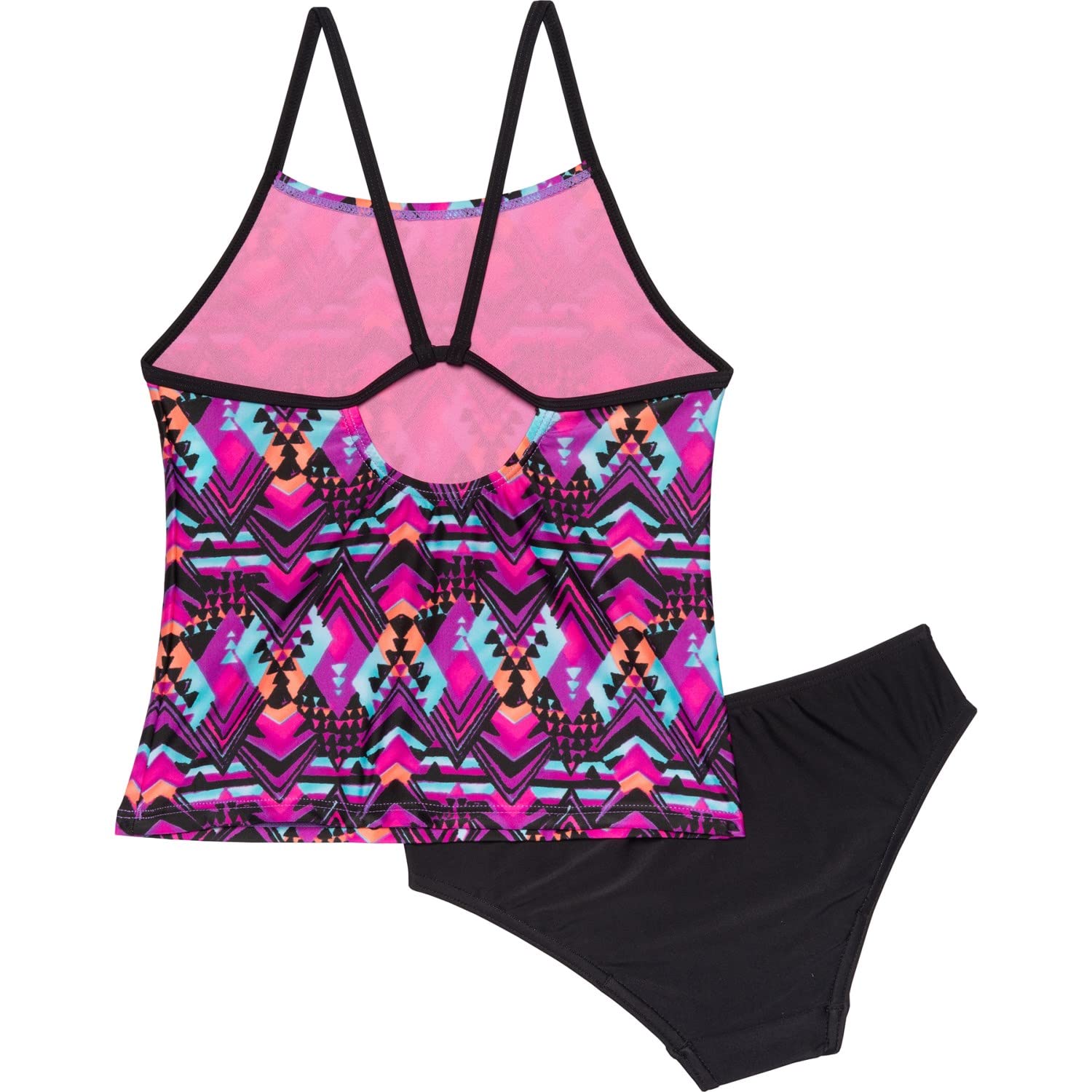 Speedo Girl's Swimsuit Two Piece Tankini Thin Strap,Fuchsia Pink, 12