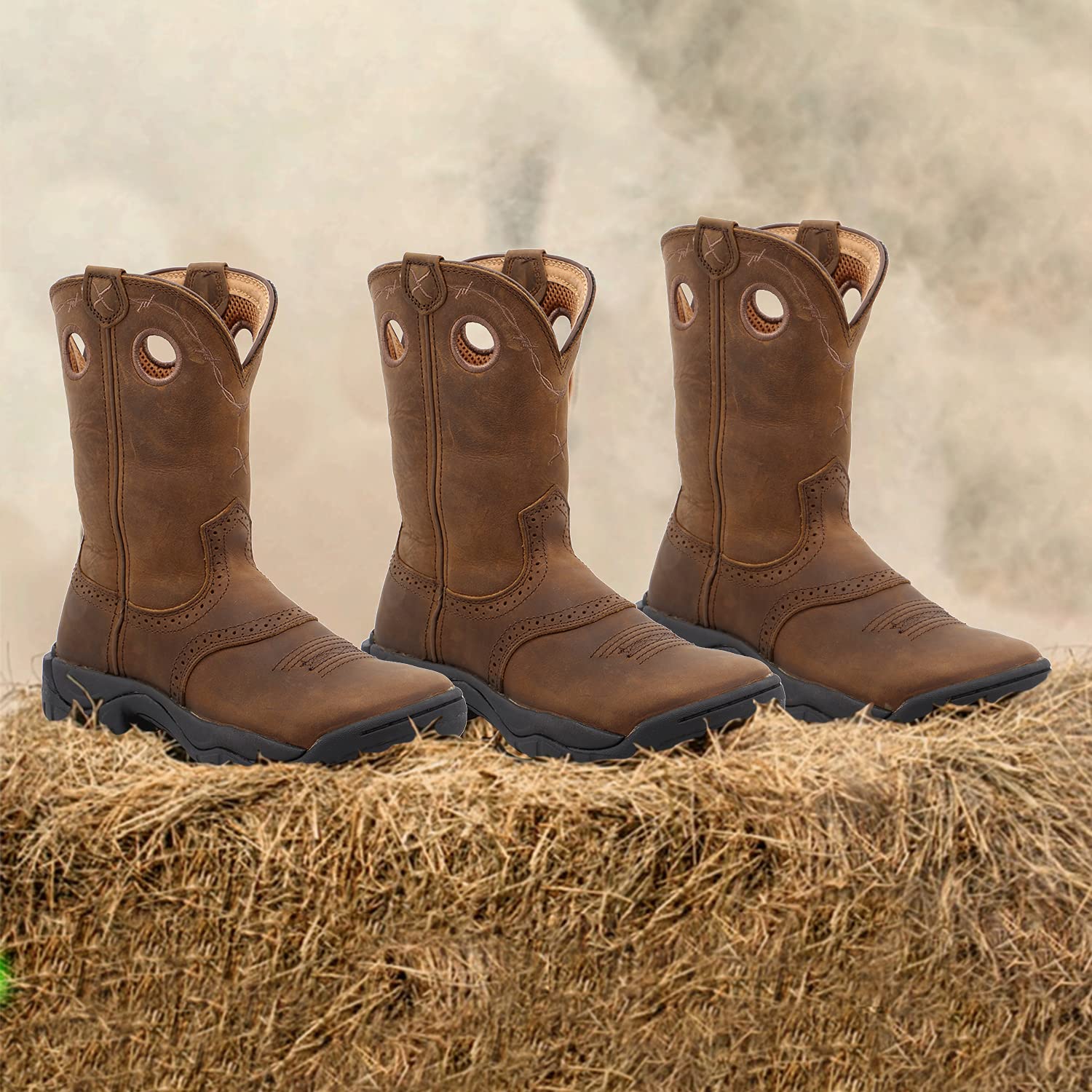 Twisted X Women's 9" All Around Work Boot - Versatile Women's Western Work Boots - Distressed Saddle, Water Resistant Oiled Leather Shaft, Made for Barn Use - 11 M, Distressed Saddle & Distressed