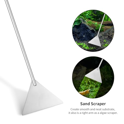 Ohtomber Aquascape Tools Aquarium Kit - 4PCS Terrarium Supplies Include Long Tweezers for Terrarium, Feeding Tongs, Aquarium Scissors, Aquarium Algae Scraper for Fish Tank Cleaning Plant Trimming