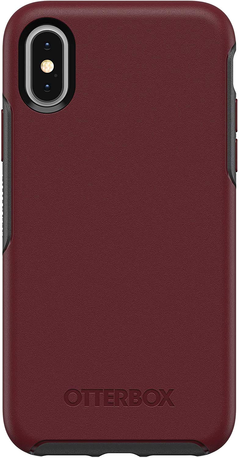 OtterBox Symmetry Series Slim Case for iPhone X & iPhone Xs with Screen Protector and Cleaning Cloth - Eco-Friendly Packaging - Fine Port (Cordovan/Slate Grey)