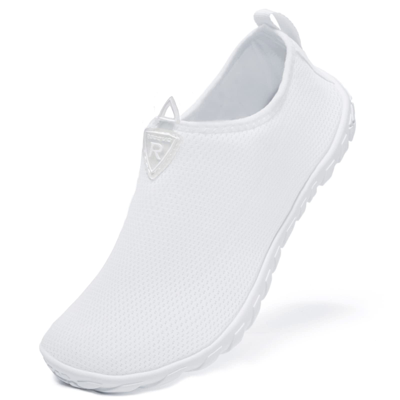 Racqua Men&Women Breathable Water Shoes Aqua Socks for Hiking Diving Surf Diving Sport Quick-Dry Pool Beach Swim Shoes White 8W/7M