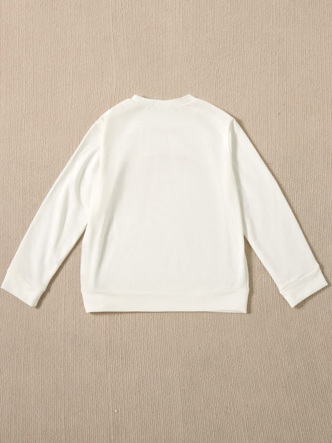 SHENHE Girl's Graphic Crewneck Letter Print Long Sleeve Sweatshirt Pullover Tops White 10Y