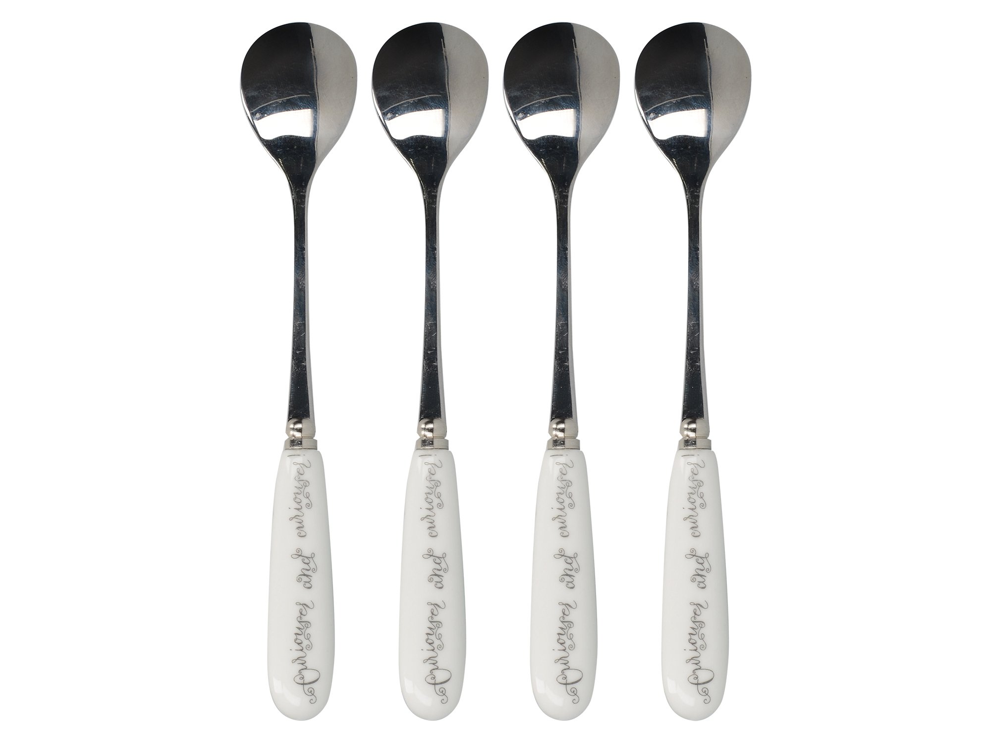 V&A Alice in Wonderland Stainless Steel Teaspoons with Decorative Porcelain Handles, 15.5 cm (6") - White