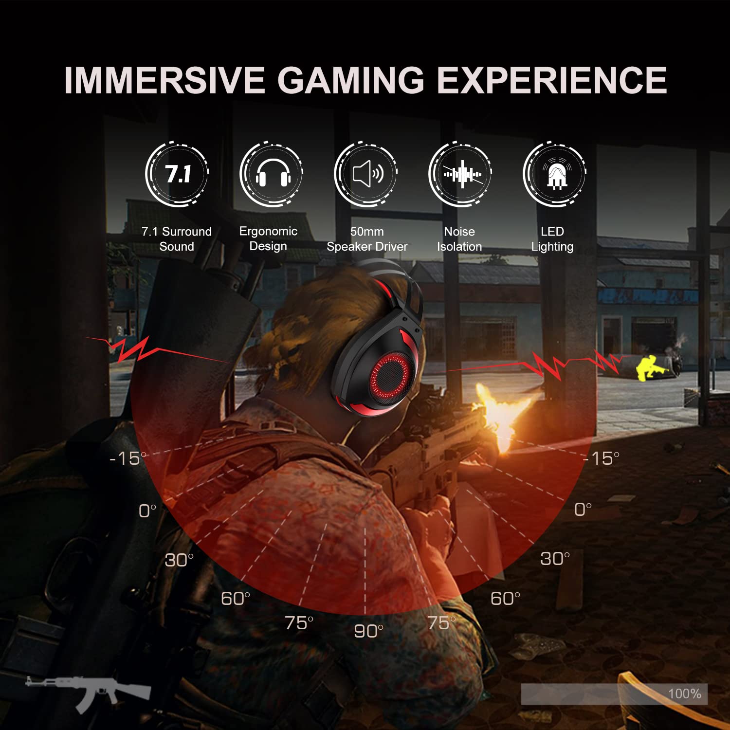 USOTSO Newest Gaming Headset Over-Ear Headphones with Noise Cancelling Mic LED Light for PC Mac Computer Gamers