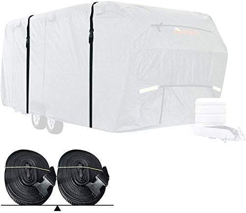 RV Cover Tie Down Straps | Heavy Duty 1" Cinch Strap with Quick Release Buckle | Adjustable to 40' L | Universal for All RV Makes and Models | 2 Pack Set | Made in USA