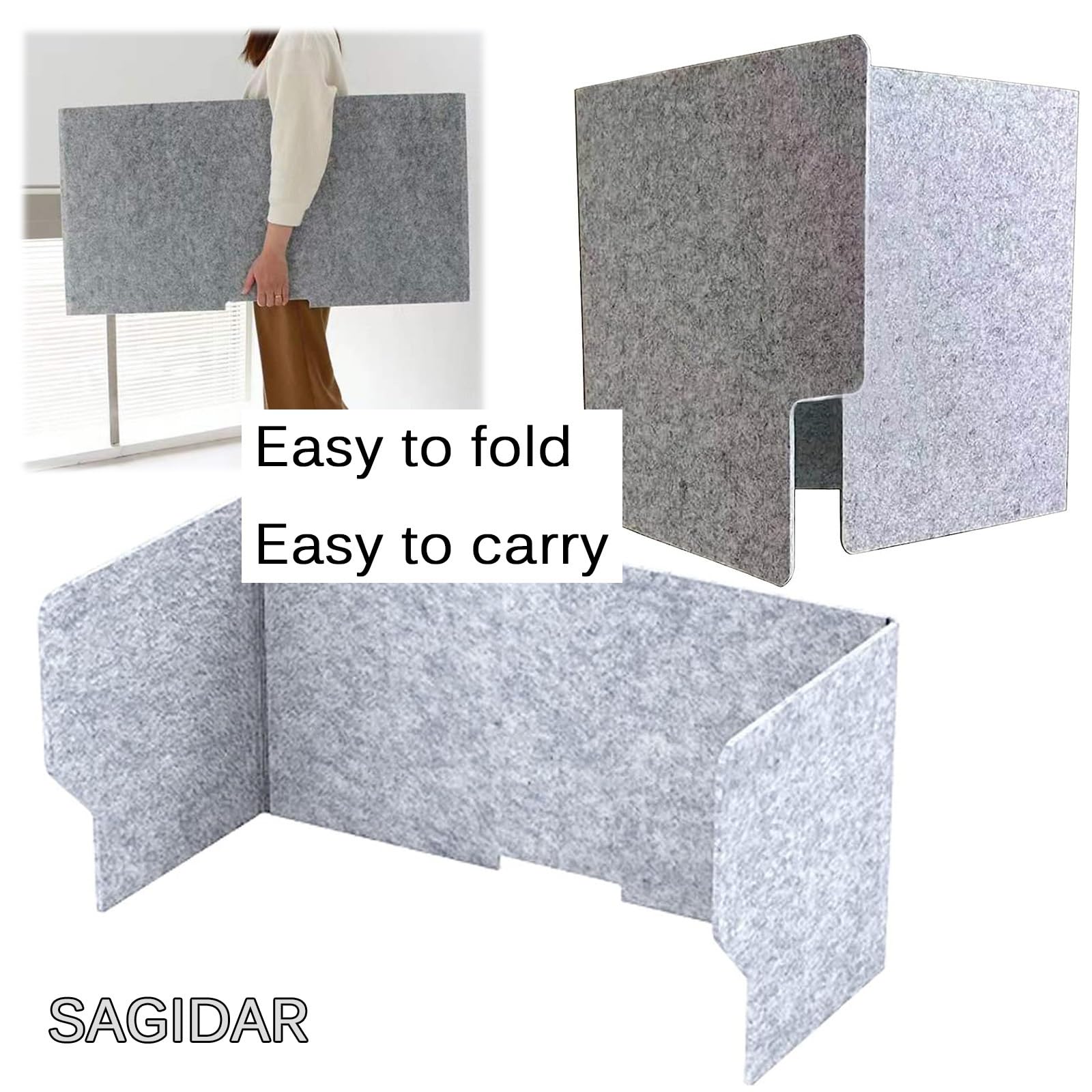 Office Divider Partition, Workspace Divider Sound Absorbing, Privacy Panel Polyester Fiber 60/80/100cm, Freestanding, Reduces Noise and Visual Distractions