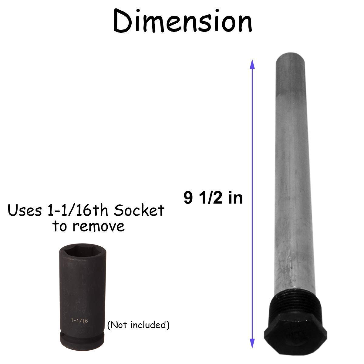 RV Water Heater Anode Rod - Magnesium Anode Rod Suburban Water Heaters Suburban Morflo - 9.25''Long - 3/4'' Thread - Long Lasting Tank Corrosion Protection - 2pc