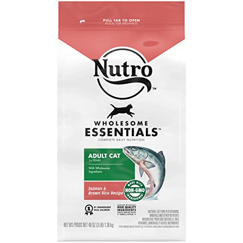NUTRO WHOLESOME ESSENTIALS Adult Natural Dry Cat Food Salmon & Brown Rice Recipe, 3 lb. Bag