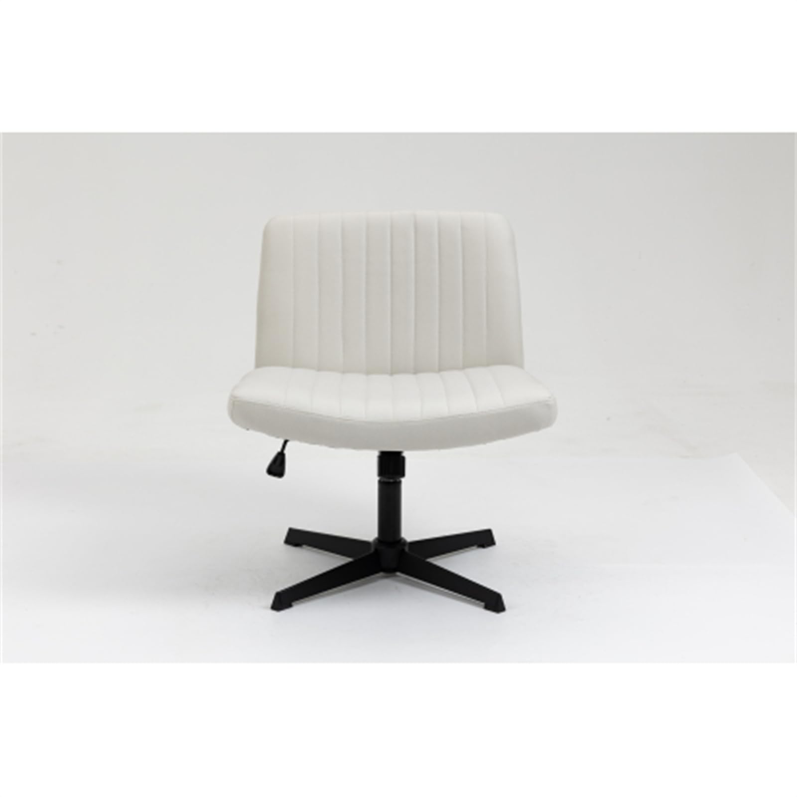 Office Chair Computer Desk Chair Armlessness PU Leather Upholstered Task Chair Height Adjustable Comfortable Stool Swivel Rolling Chair/Home Office Chair for Home Living Using,White