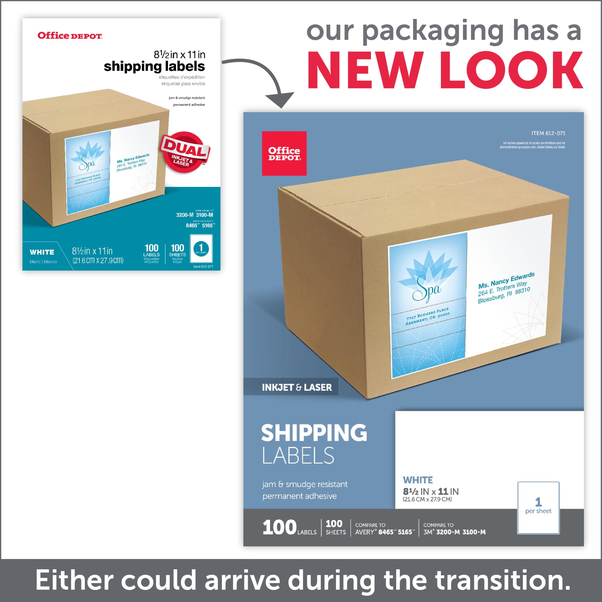 Office Depot® Brand White Inkjet/Laser Permanent Full-Sheet Labels, 505-O004-0012, 8 1/2" x 11", Box Of 100