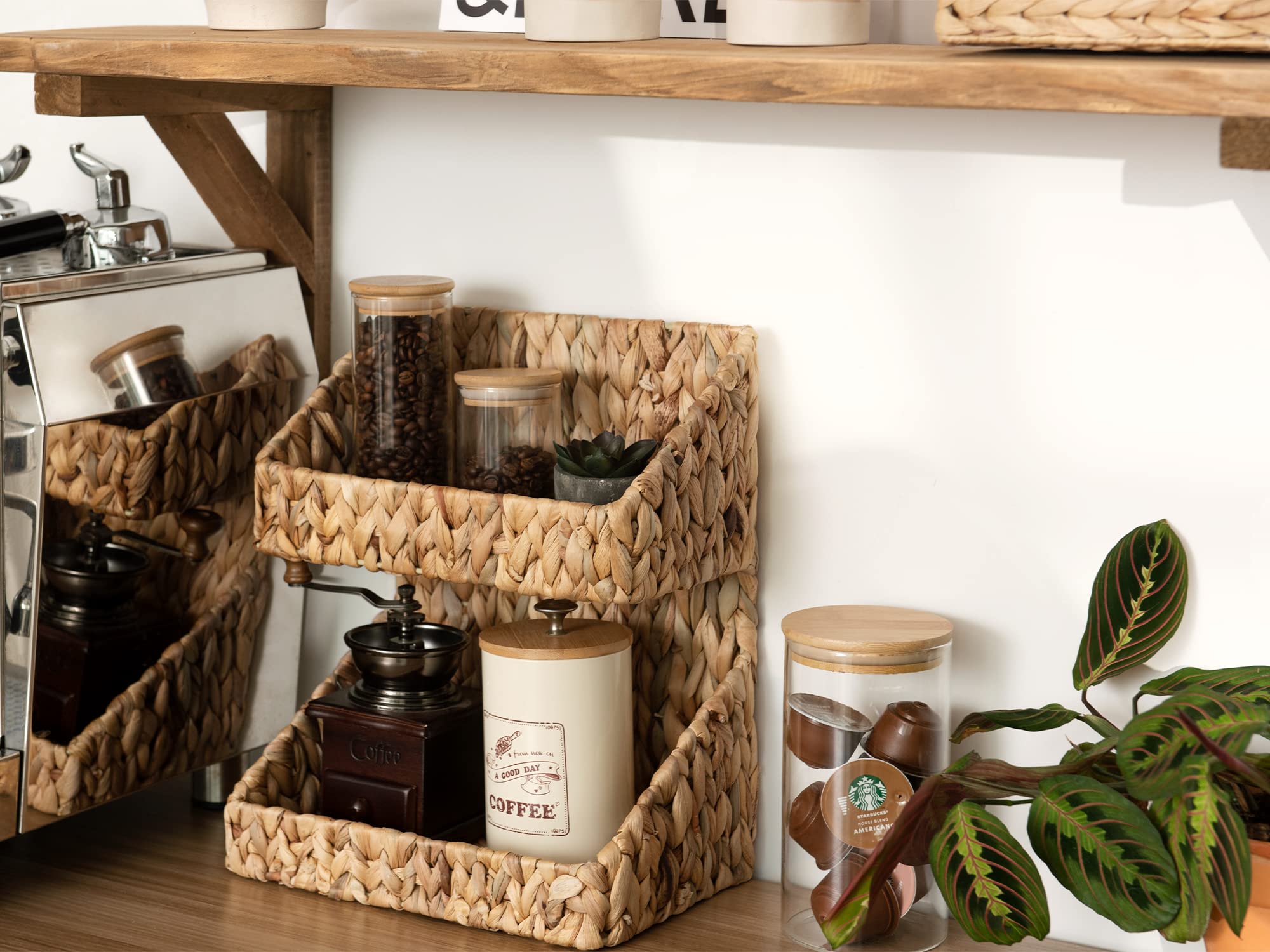 StorageWorks Wicker Baskets for Storage & 2-tier Water Hyacinth Storage Baskets