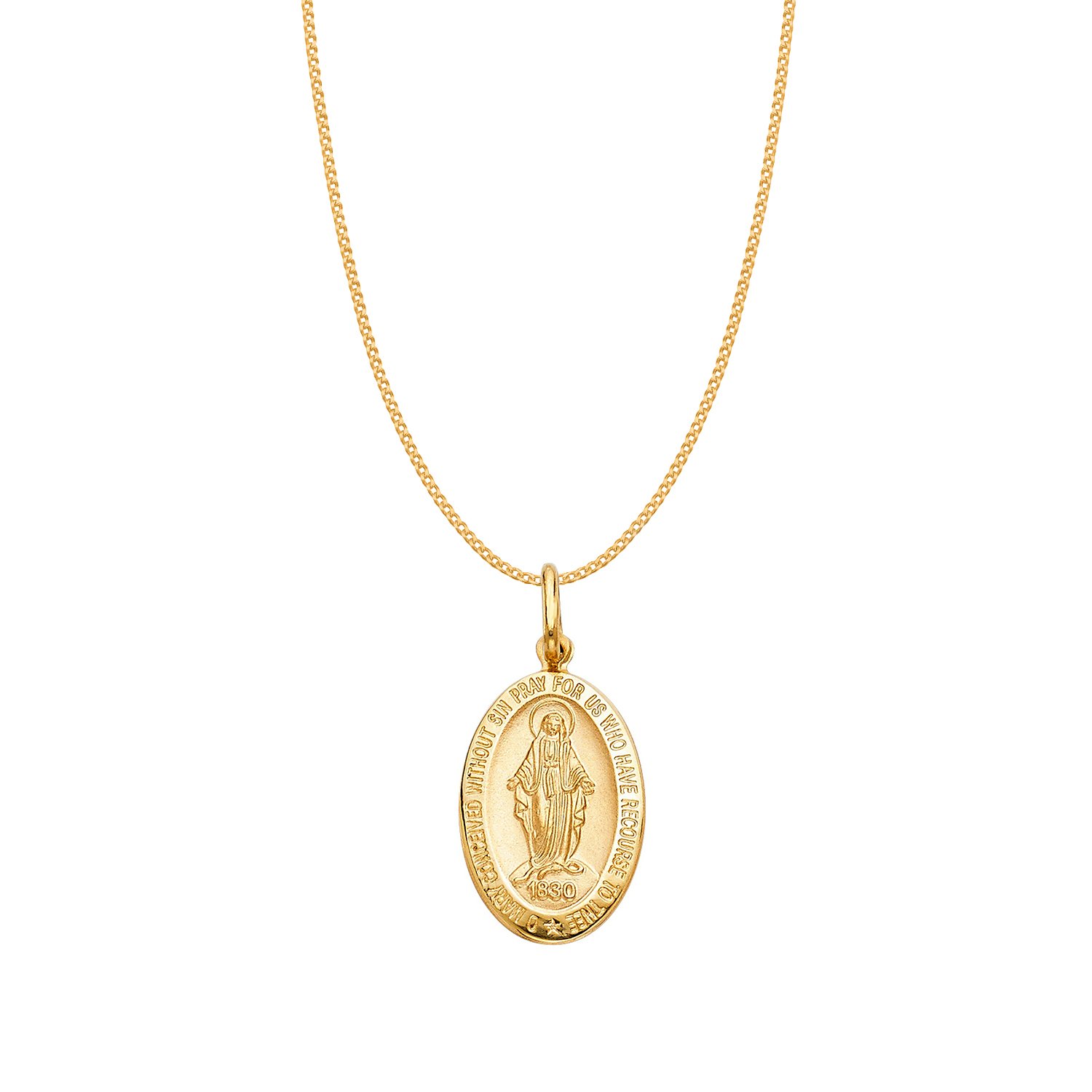 PRECIOUS STARS 14k Yellow Gold and Cubic Zirconia Jesus Cross Pendant and Cable Chain (16 inch)