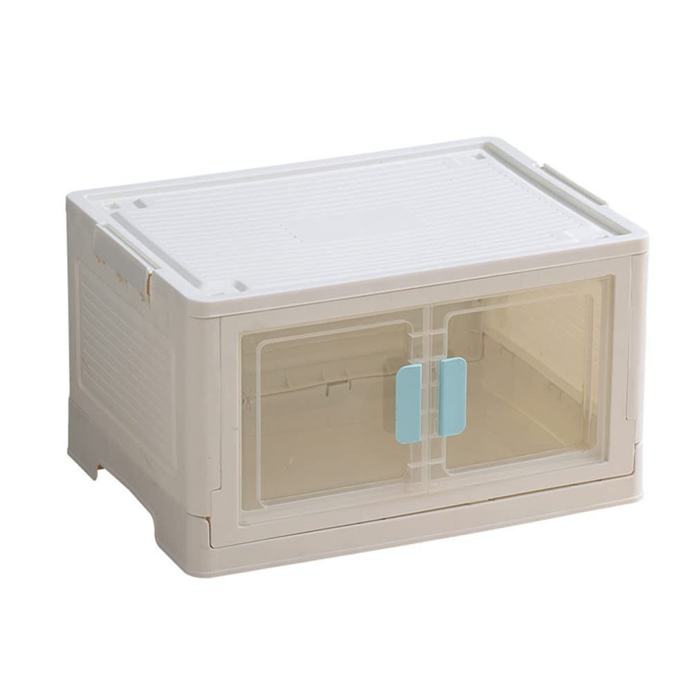 Radefasun Foldable Storage Bins with Lid and Clear Door and Weels Plastic Collapsible Storage Box Portable Stackable Grocery Toys Books Container Folding Storage Crate for Home or Car Trunk