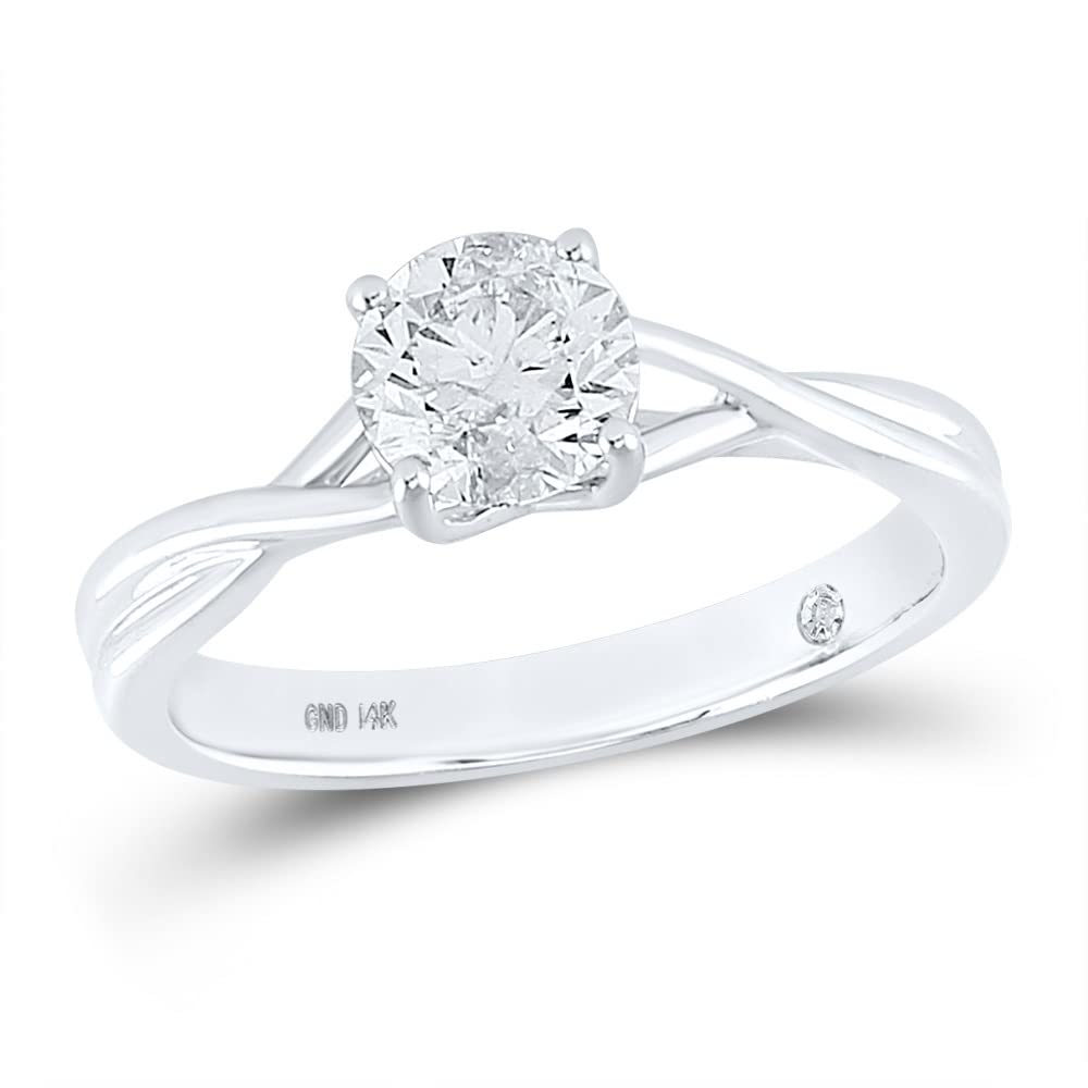 The Diamond Deal 14kt White Gold Round Diamond Solitaire Bridal Wedding Engagement Ring 1 Cttw
