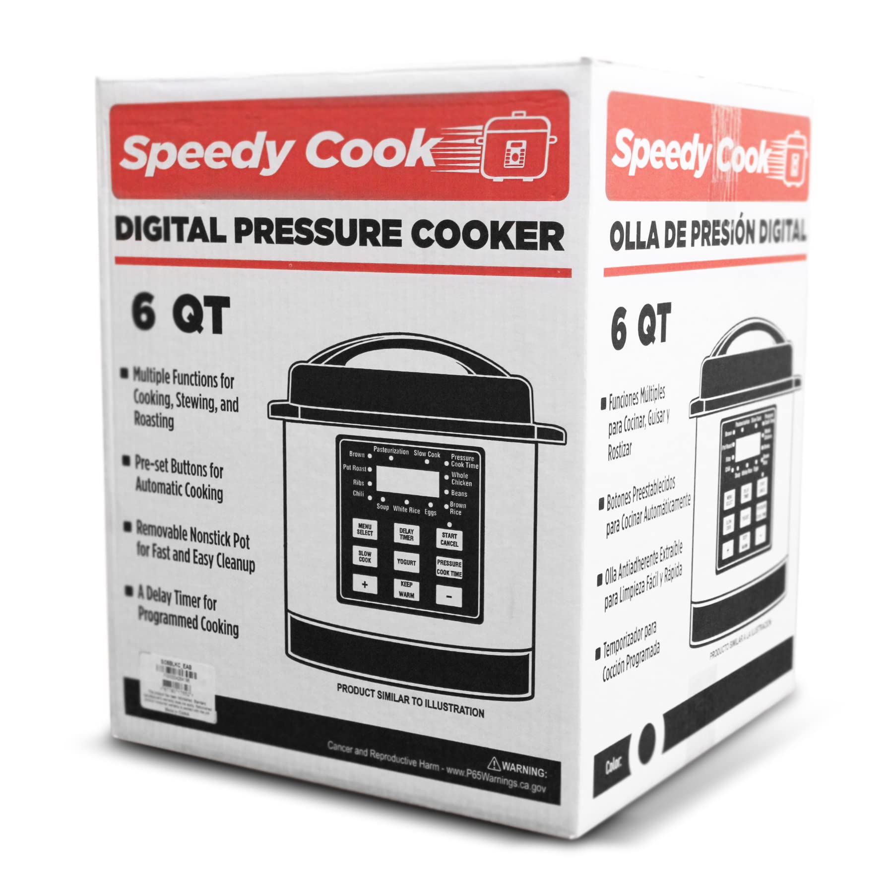 Speedy Cook 6-Quart Stainless Steel Pressure Cooker, 6-Quart (Renewed)