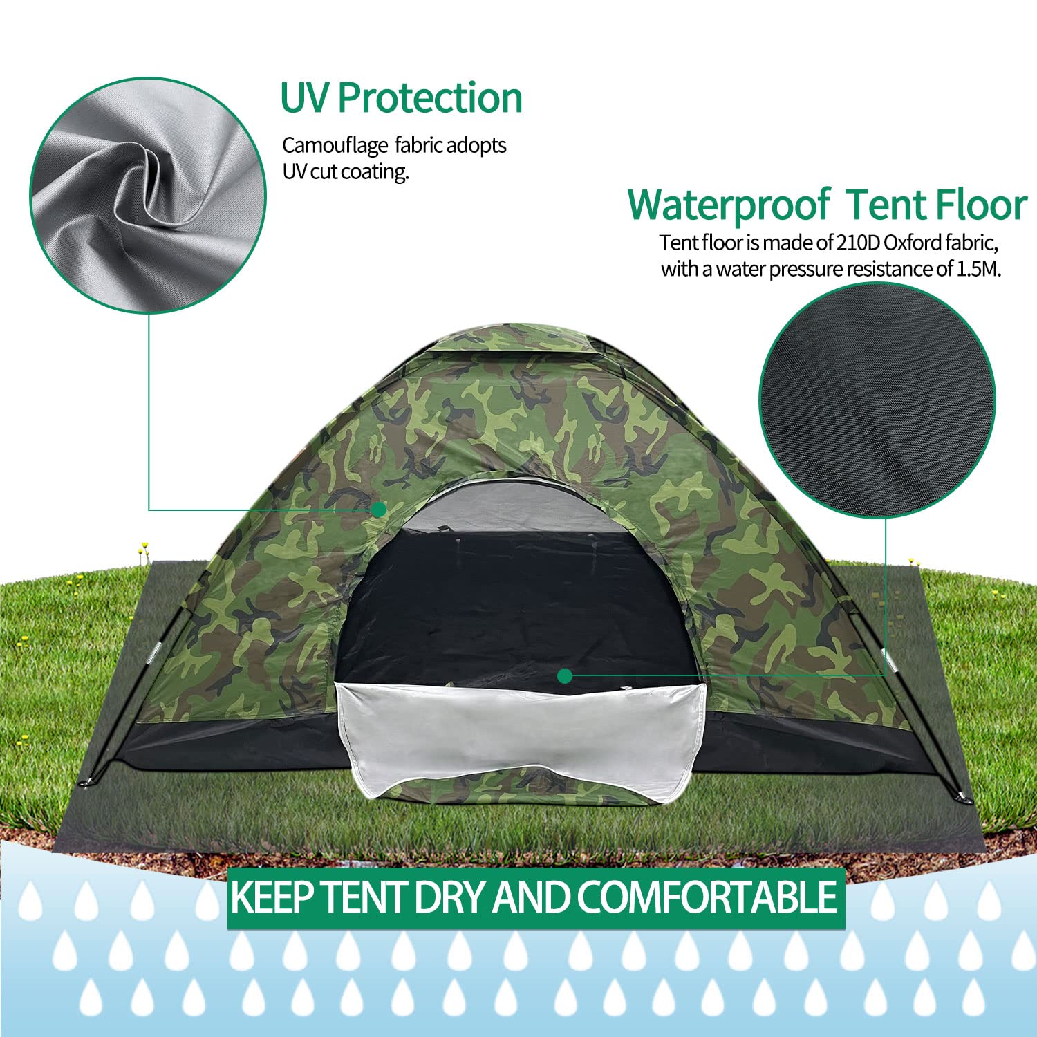 Sutekus Double Tent Camping Tent Lightweight 2 Person Backpacking Tent Camouflage Outdoor Equipment for Camping Hiking Biking Trip Upgraded Large Space (Double)