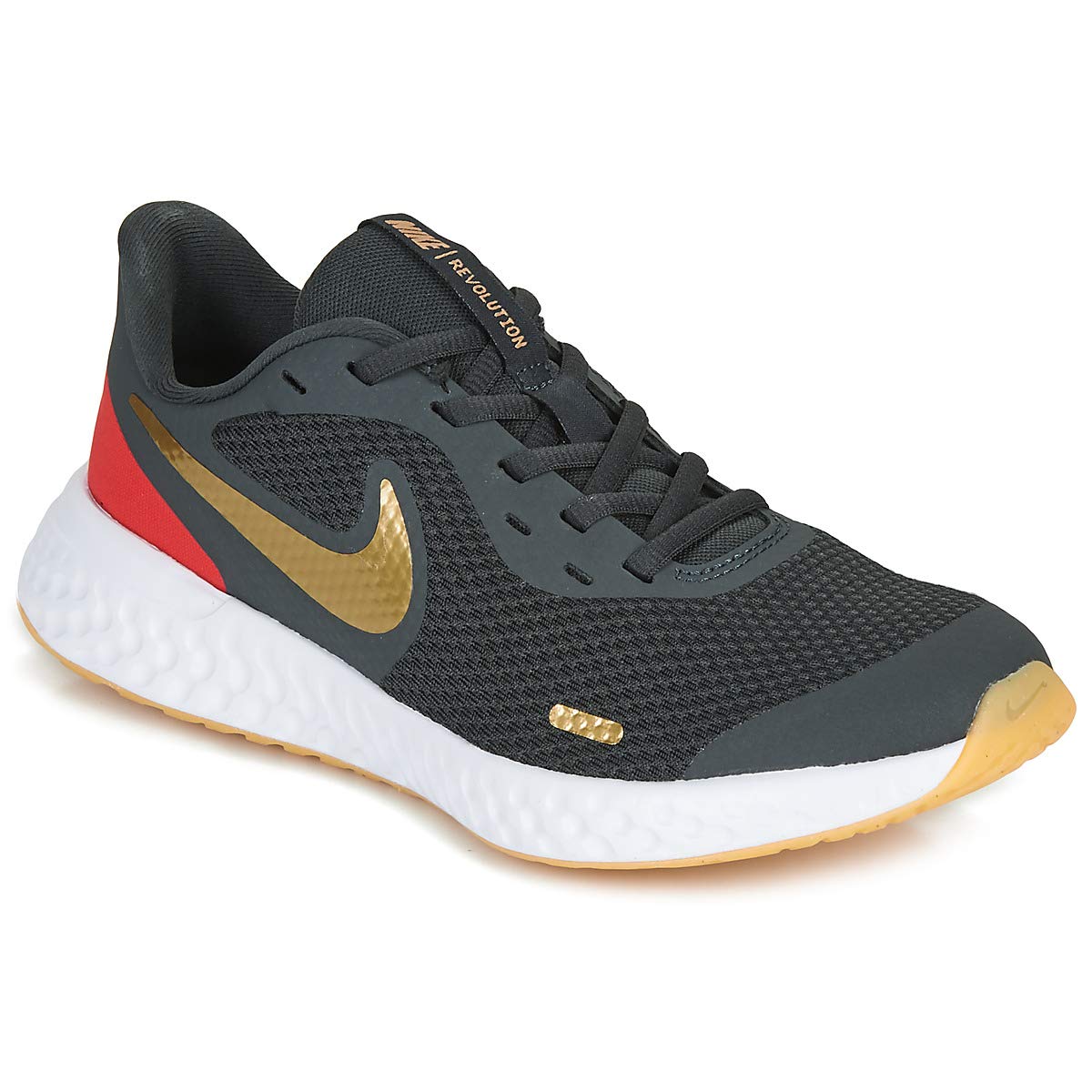 Nike Unisex-Kid's Revolution 5 Grade School Running Shoe, Black/White-Anthracite, 7Y Regular US Big Kid