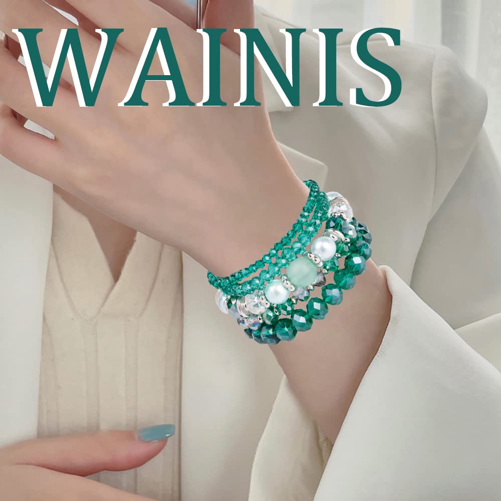 WAINIS Beaded Boho Stretch Bracelet Colorful Stackable Crystal Beads Bracelets Trendy Costume Jewelry Mothers Day Gifts for Women
