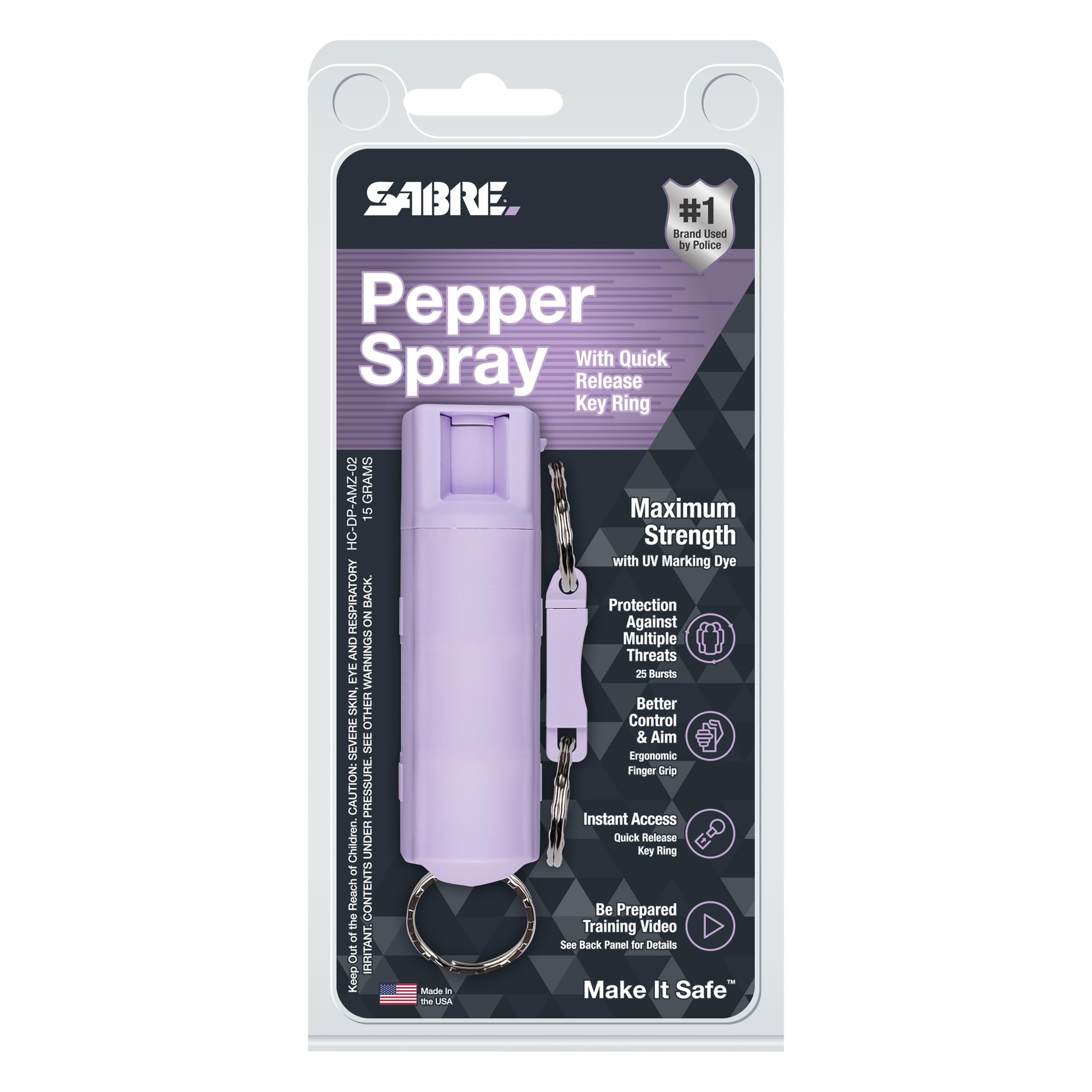SABRE Personal Safety Kit with Pepper Spray and 2-in-1 Personal Alarm with LED Light, 0.54 fl oz, 25 Bursts,130dB Alarm, Audible Up to 1,250 Feet