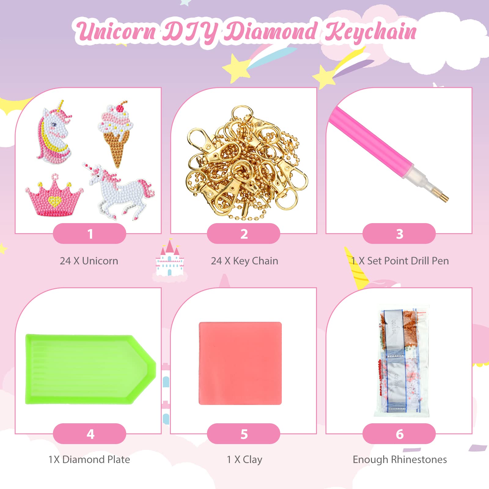 Tudomro 24 Pcs Class of 2024 Keychains Graduation DIY Art Keychains Board Graduation Hat Shape Keychains Decor with Key Rings for 2024 Grad Keychain Present Making(Unicorn)
