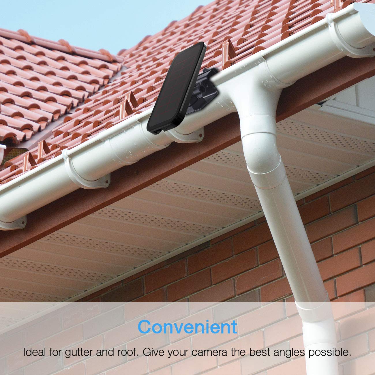 Outdoor Gutter Mount for Arlo Pro/Arlo Pro 3 / Arlo Ultra/Arlo Essential Solar Panel - by TIUIHU - Compatible with Any Other Solar Panel with 1/4 Screw - Durable and Simple Inst(Black,2-Pack)