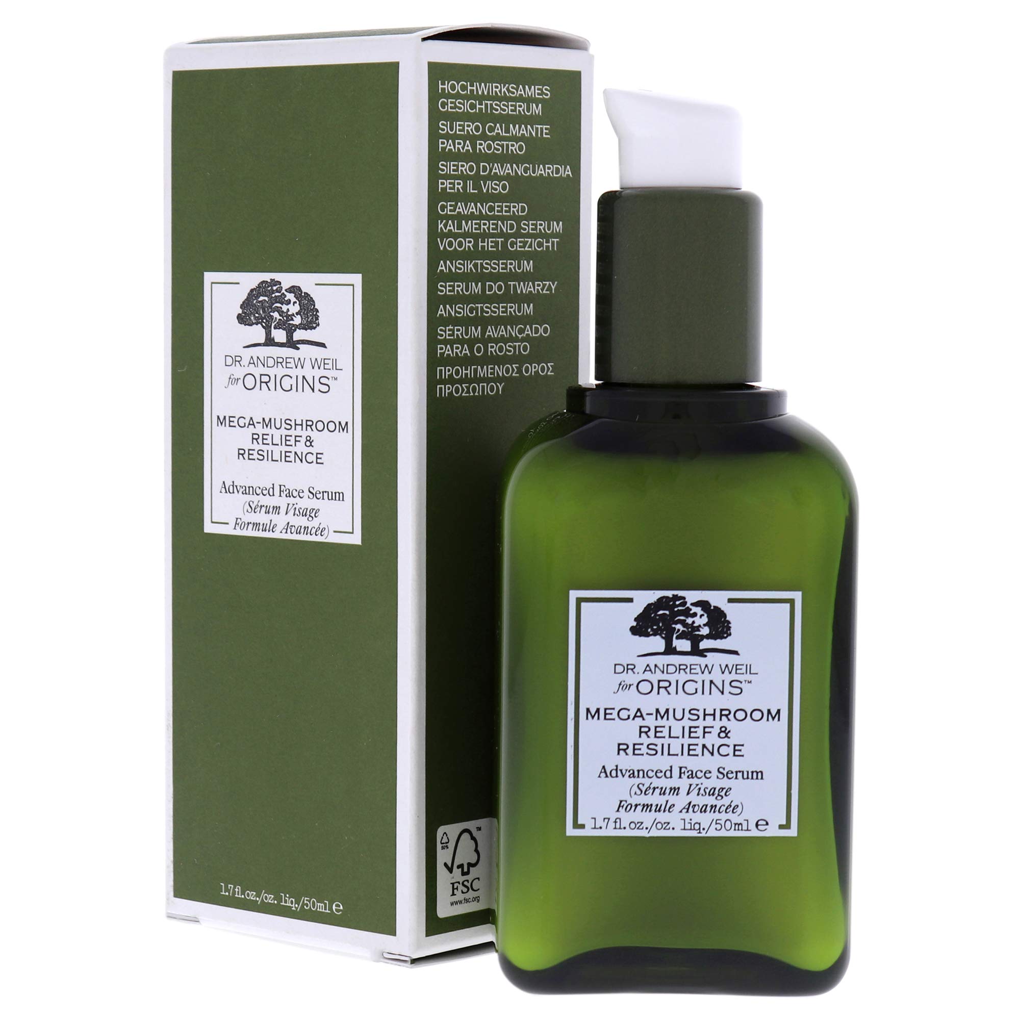 Origins Dr. Andrew Weil Mega-mushroom Skin Relief Advanced Face Serum 50ml, 1.7 Fl Oz (Pack of 1), (I0110390)