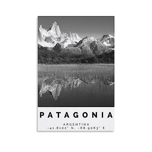 Patagonia Print Black And White Photo, Patagonia Wall Art, Patagonia Travel Poster, Patagonia Photo Canvas Art Poster And Wall Art Picture Print Modern Family Bedroom Decor Posters 24x36inch(60x90cm)