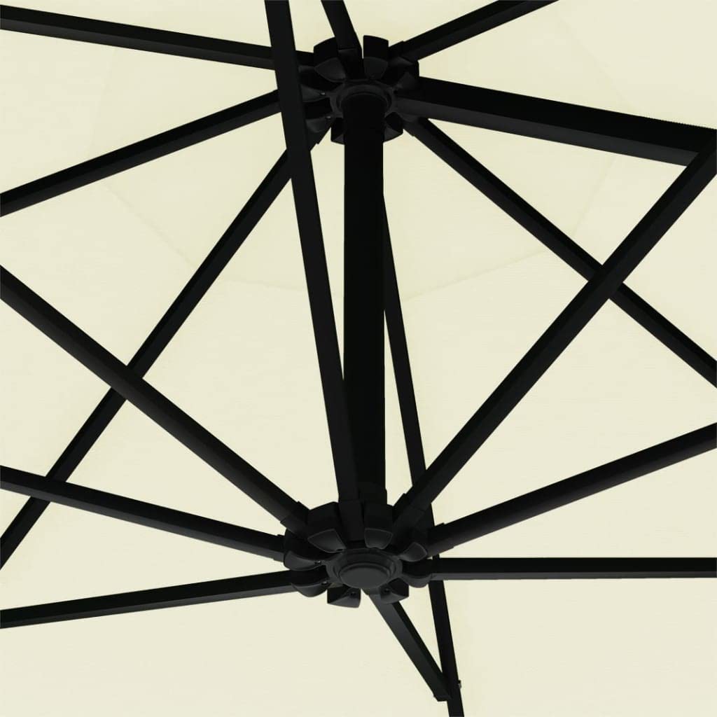 Natulvd Wall Mounted Parasol with LEDs, Outdoor Umbrella Canopy with Metal Pole, Patio Garden Sunshade for Doors & Windows, 118" Deck Canopy - Cream