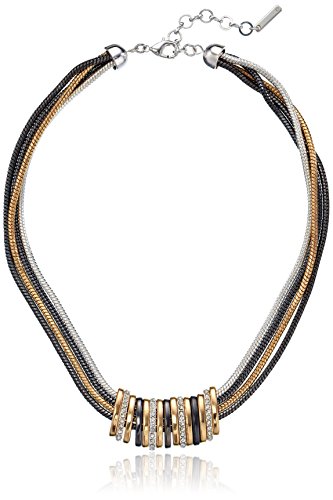 NINE WEST womens High Stakes Multi-Tone Frontal Slider Necklace, 16" L