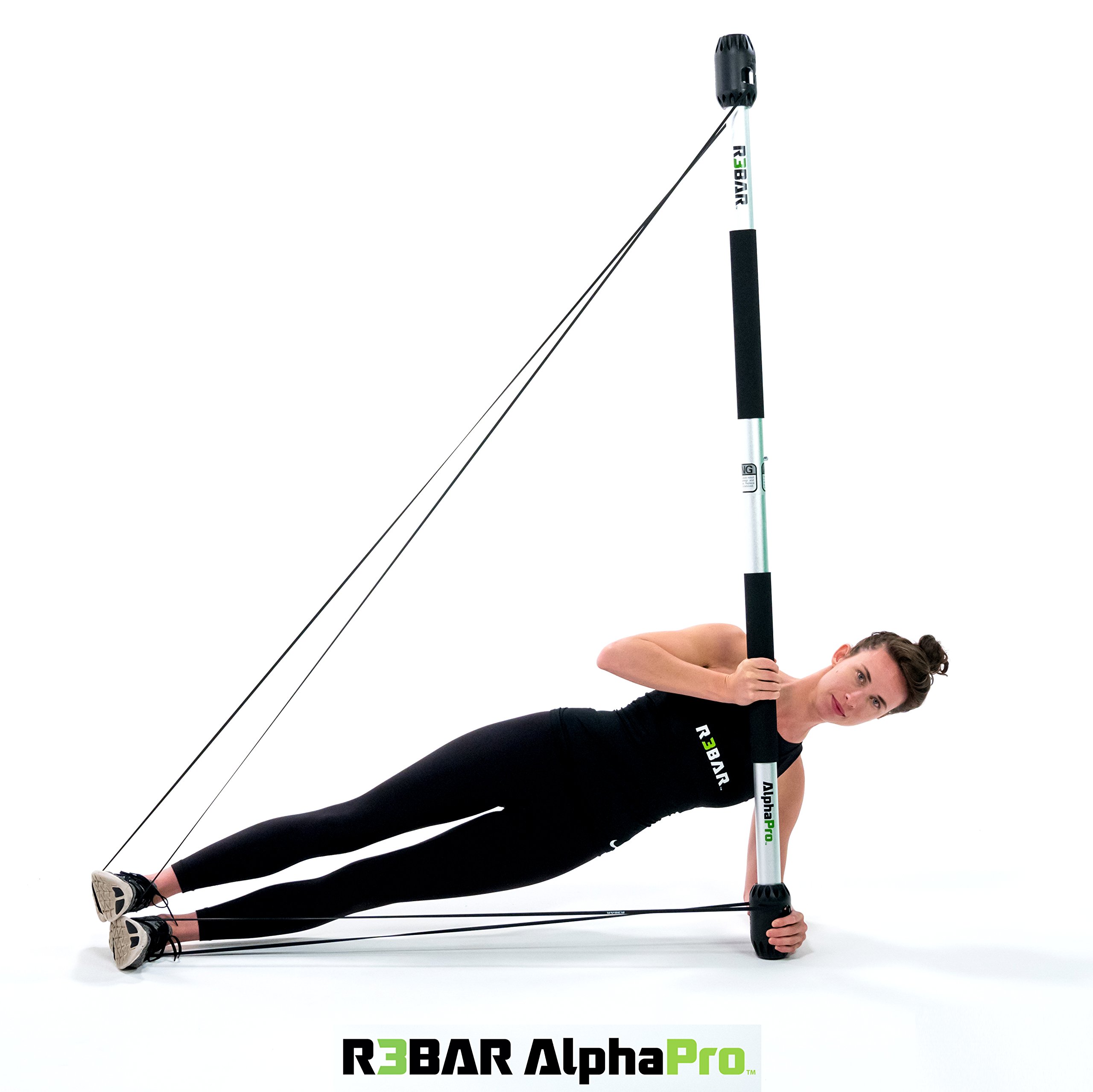R3BAR AlphaPro Full Portable Exercise Home Gym Workout Training Equipment– Includes Bar, Resistance Bands, Travel Bag – New Amazon Bonus – 3-25 Minute Virtual Workouts Included