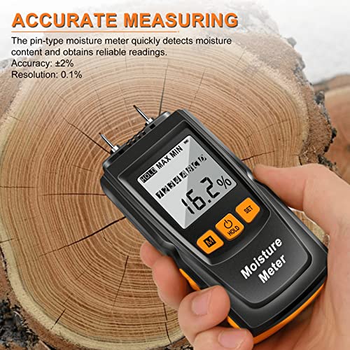 Wood Moisture Meter NICE-POWER Moisture Meter Firewood Pin-Type Humidity Meter Water Leak Mold Detector for Logs Lumber Drywall Building Materials Plaster(Large Screen 8 Modes)