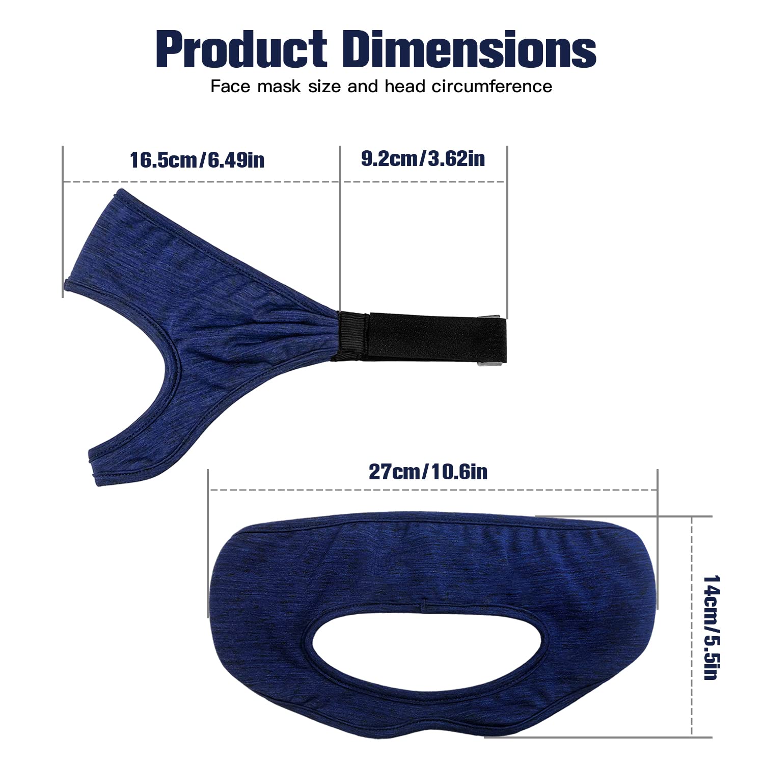 VR Eye Mask Sweat Band for Virtual Reality Headsets, Adjustable Sizes and Breathable Fabric Face Cover Workouts for Oculus Quest 2 Go HTC Vive PS VR