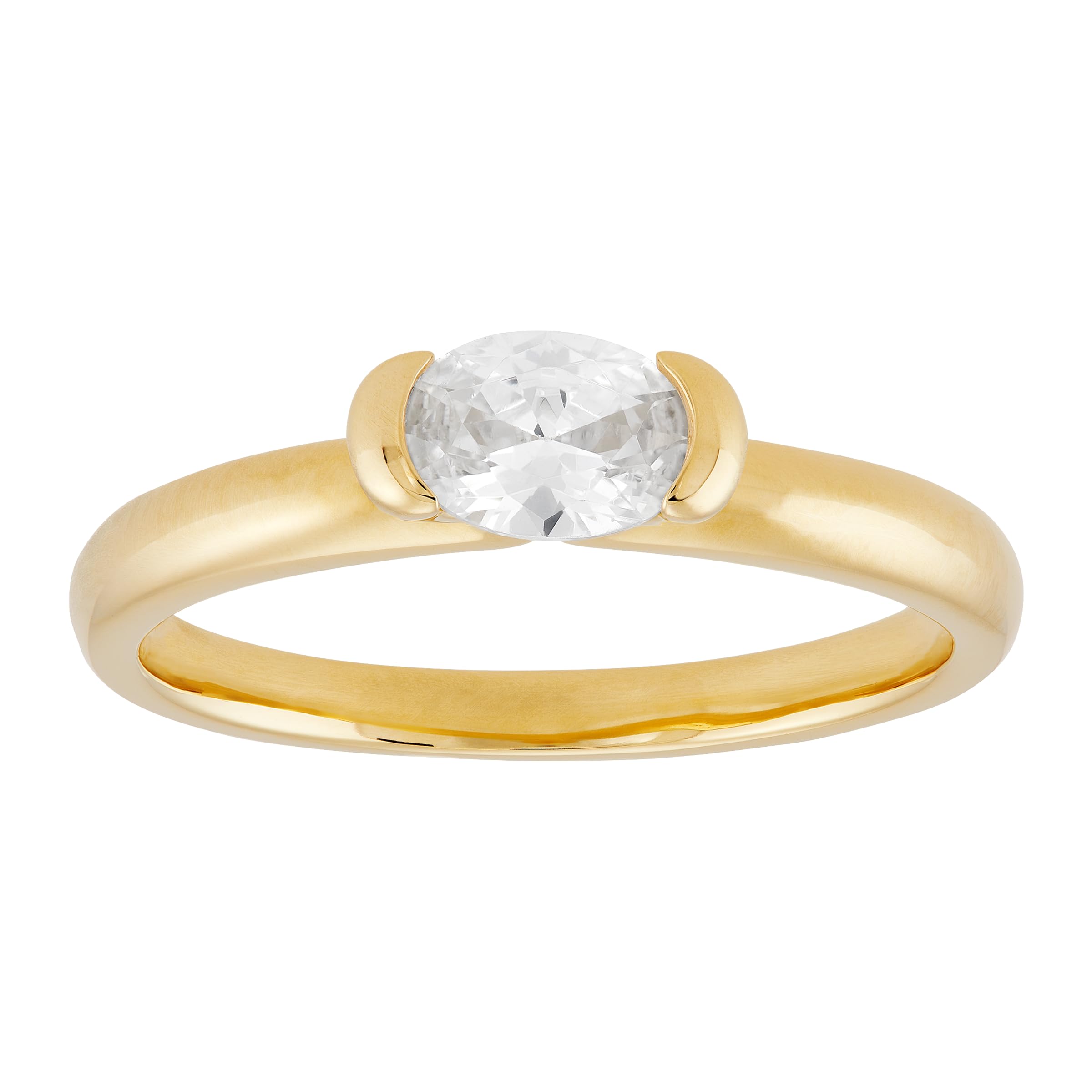 Welry Oval-Cut Cubic Zirconia Ring for Women, 14K Gold-Plated .925 Sterling Silver, Jewelry Gift Idea, Size 9