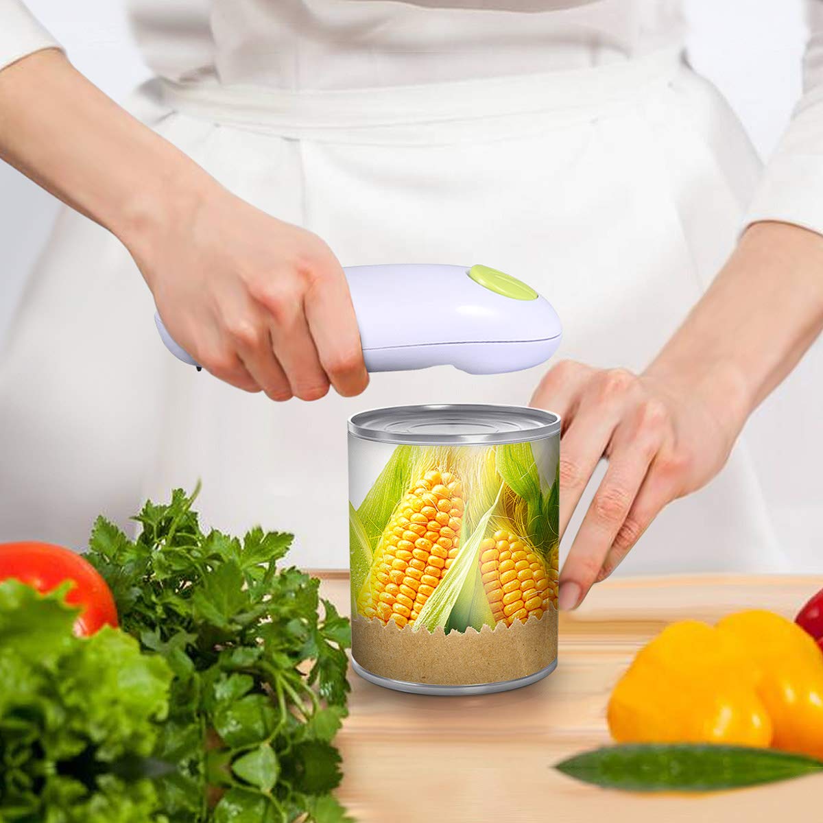 One-Touch Electric Can Opener, Smooth Edge Food-Safe Automatic Can Opener Electric Kitchen Fits Almost All Size Cans, Hands Free Battery Can Openers Prime for Seniors with Arthritis