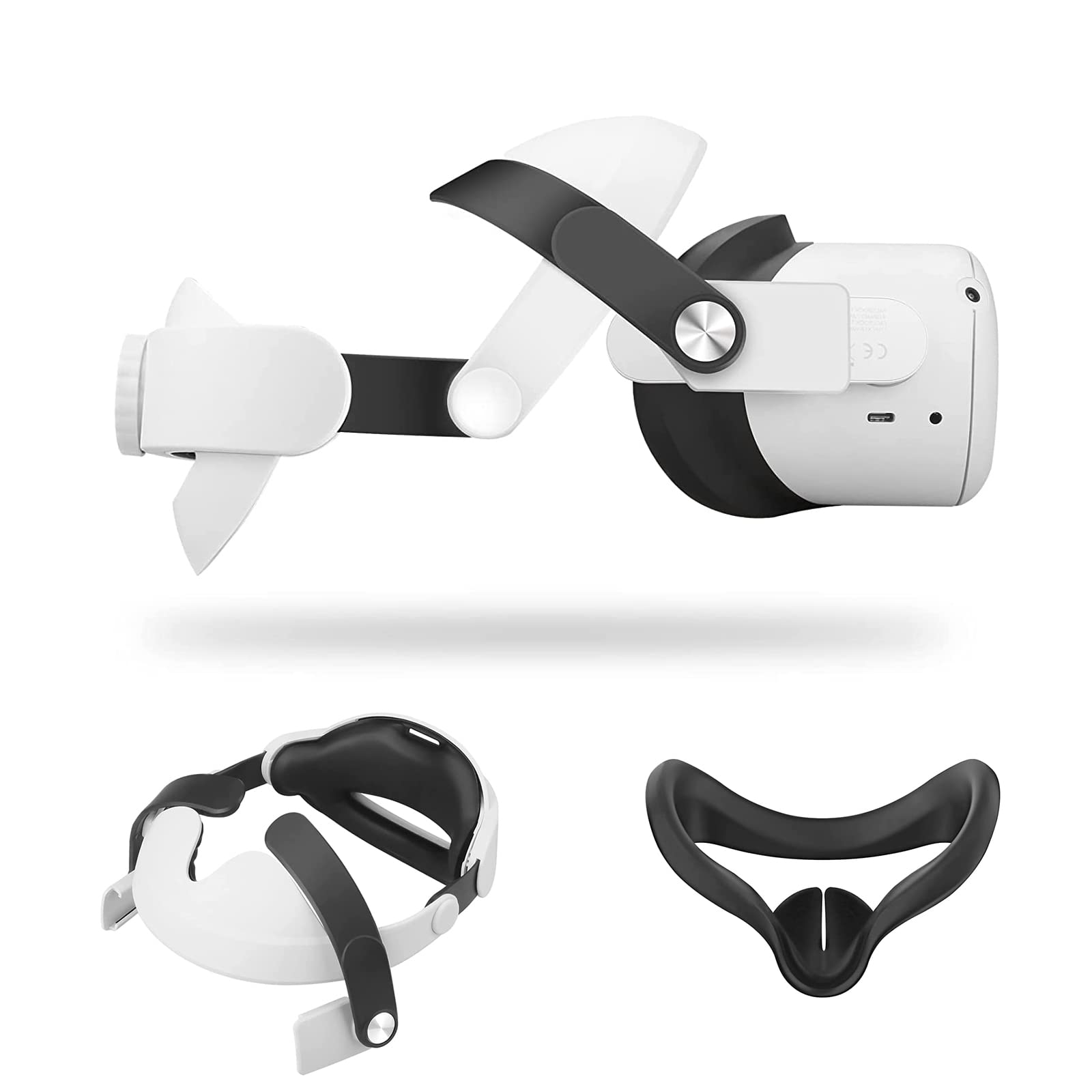 Vakdon M5 Adjustable Head Strap for Oculus/Meta Quest 2, Replacement for Quest 2 Elite Strap, with Ultra Soft and Comfortable Face Cover Pad, Reduce Face and Head Pressure in VR