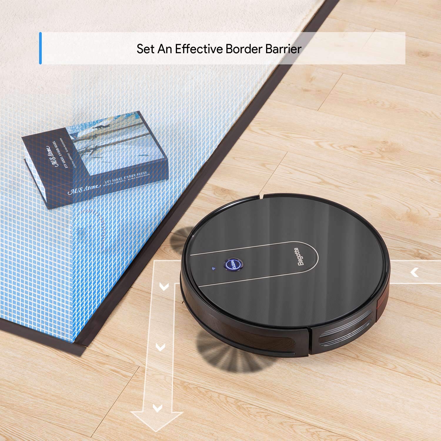 Robot Vacuum - 1600PA Wi-Fi Connected APP Schedule Cleaning Robotic Vacuum Cleaner , Striped Panel, 2.7" Super-Slim, Boundary Strips Included, Ideal for Pet Hair, Hard Floors, Carpets