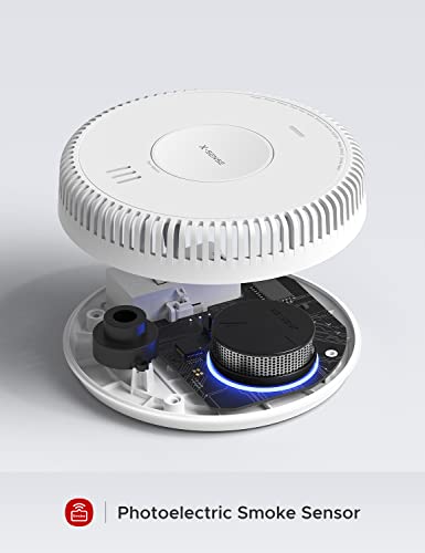 X-Sense Hardwired Smoke Detector, Hardwired Interconnected Smoke Alarm with Battery Backup, Interconnects Up to 18 AC-Powered Alarms, XP04-S, 1-Pack