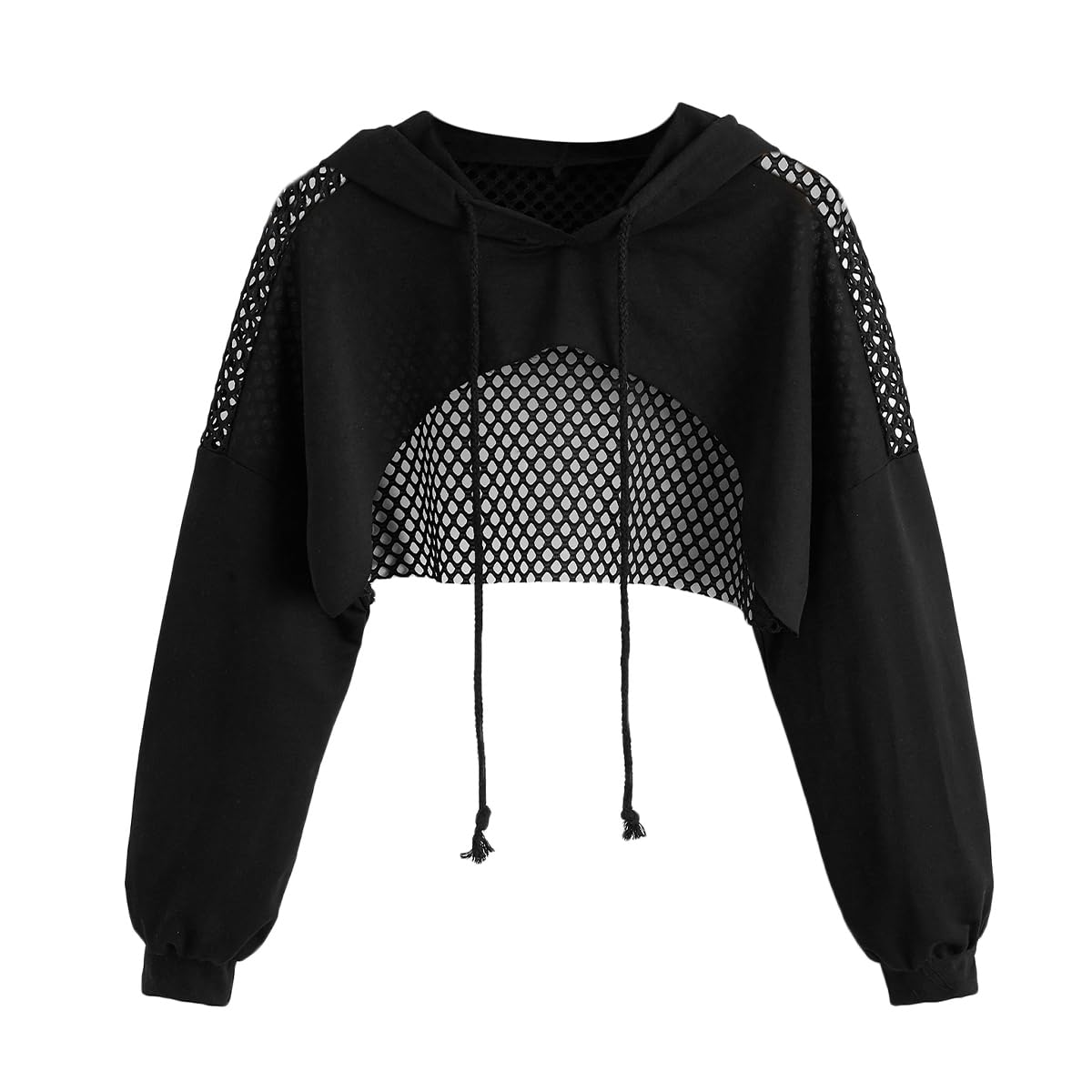 SweatyRocks Women's Casual Solid Cut Out Front Long Sleeve Pullover Crop Top Sweatshirt Solid Black 3XL