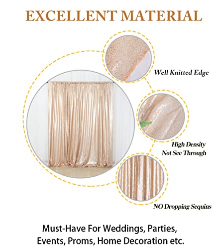 ShinyBeauty Sequence Backdrop Champagne 8FTx10FT Sequin Photo Backdrop Sequin-Backdrop-Curtain Elegant Backdrops 8x10-0827E
