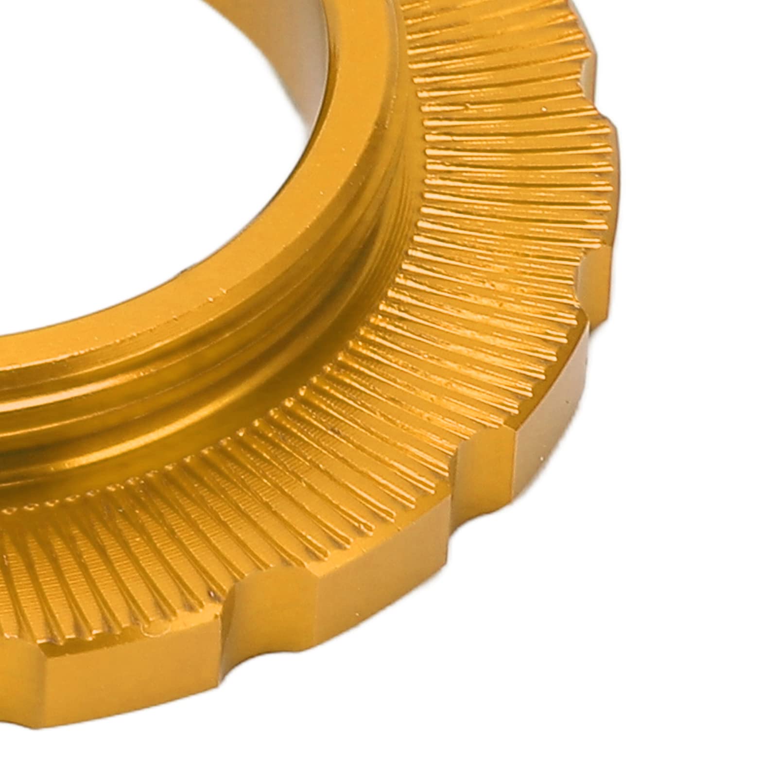 Wene Disc Rotor Lockring, Aluminum Alloy Centerlock Lock Cover Anti Deformation Durable CNC Machining for Mountain Bike(Gold)
