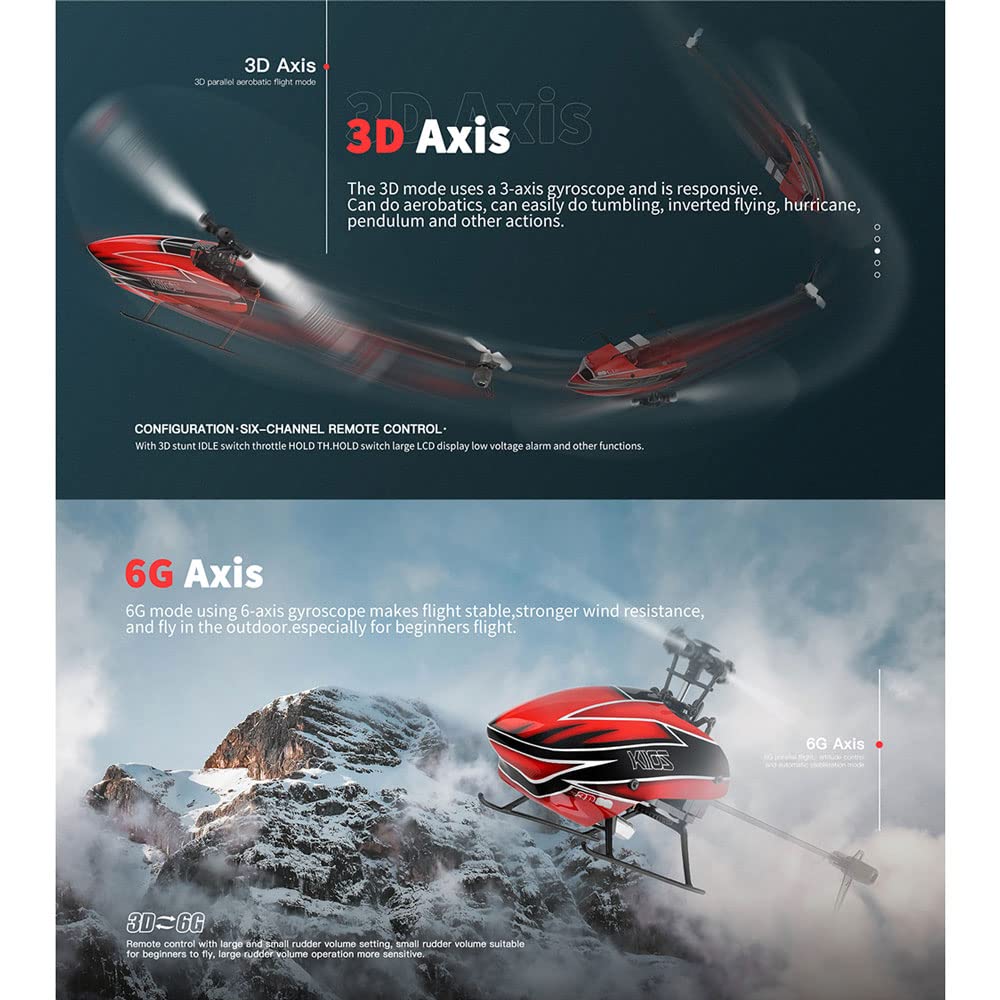 ZRYYWAN 6CH Brushless Motor RC Helicopter RTF 2.4G Electric Remote Control Helicopter 3D&6G System Aileronless Helicopter Drone Airplane Simulation Fighter Altitude Hold Helicopter