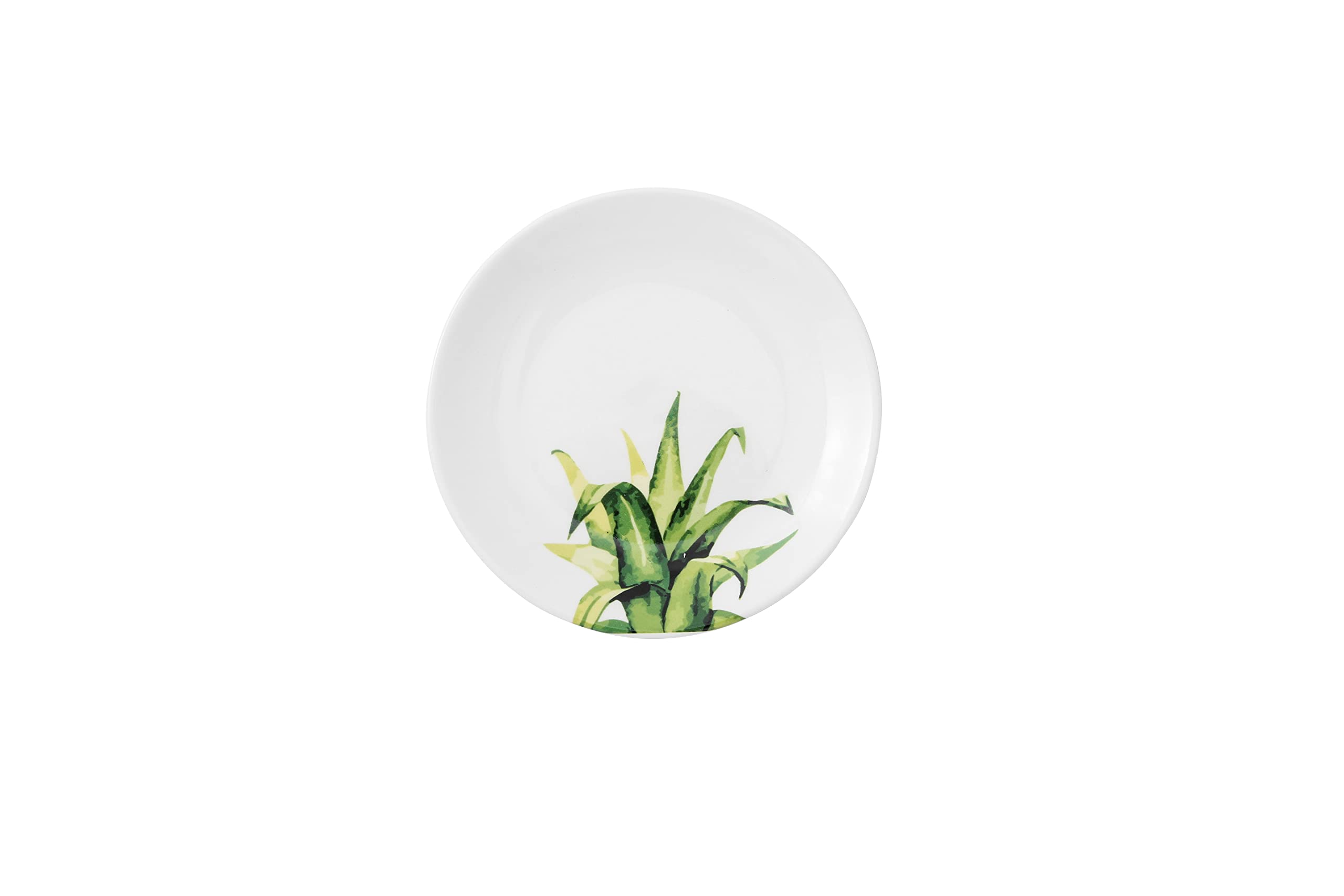 YUYHQCBT 8 Inch Set of 4 Assorted Designs, Porcelain Plates With Plants Patterns,Ceramic Dinnerware Plates, Dishware With Black Rim for Sandwiches Salad Pasta, Microwave Oven Dishwasher Safe