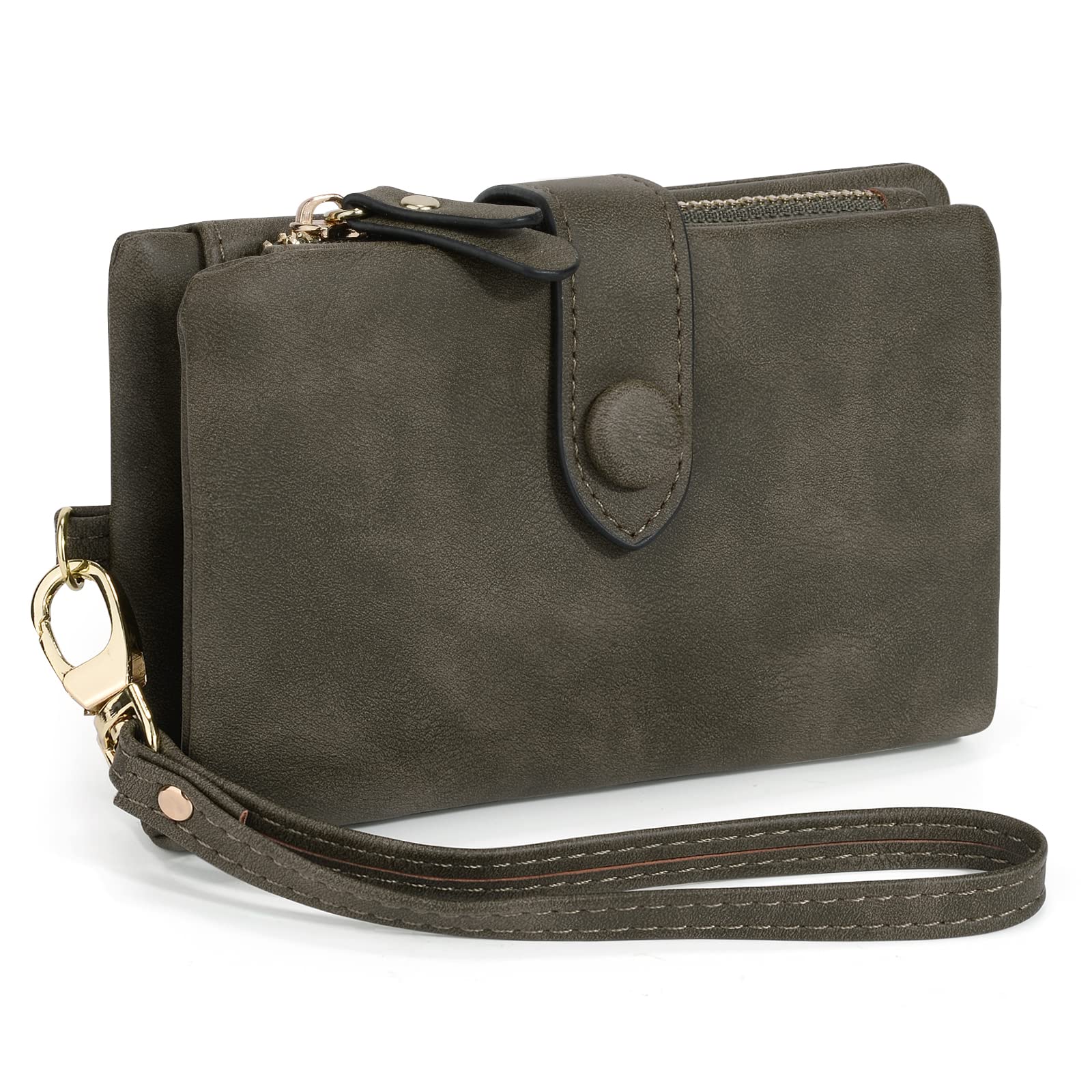 UTO Wallet for Women Leather Vegan Small Card Holder Zipper Coin Purse with Wristlet